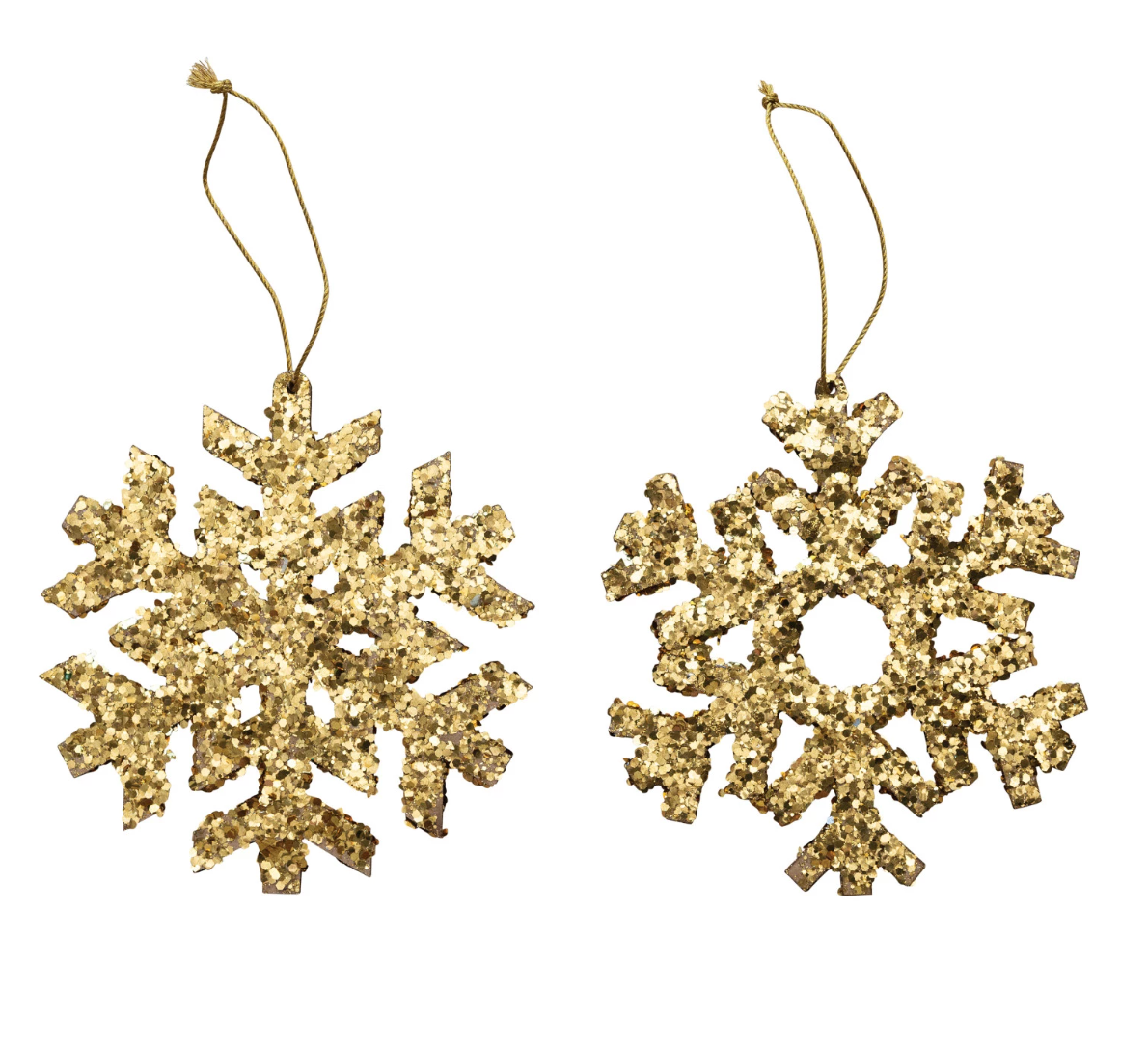 GOLD GLITTER SNOWFLAKE ORNAMENT – breathe at home